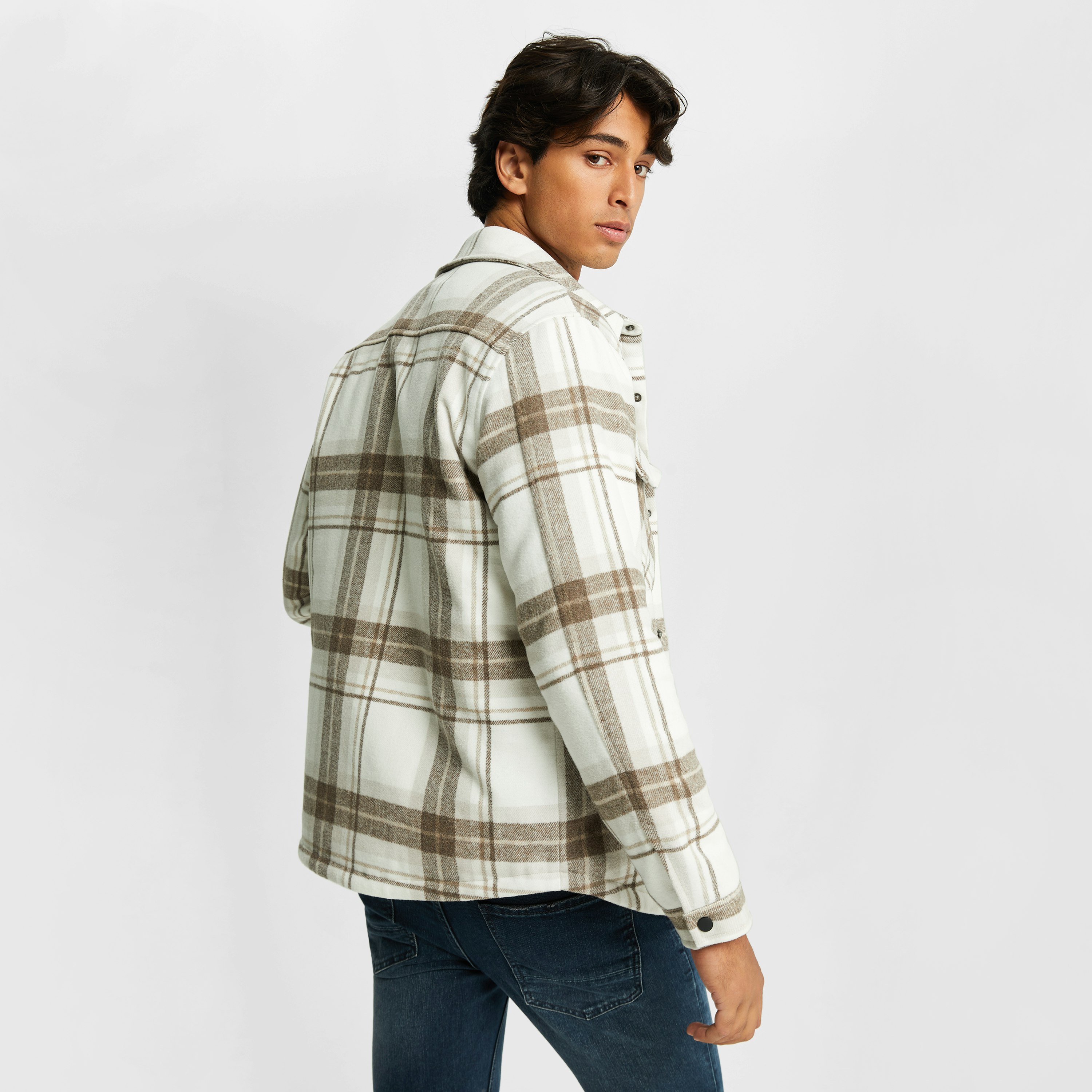 Natural Edmonton Check Shacket | Men's Tops | yd AU
