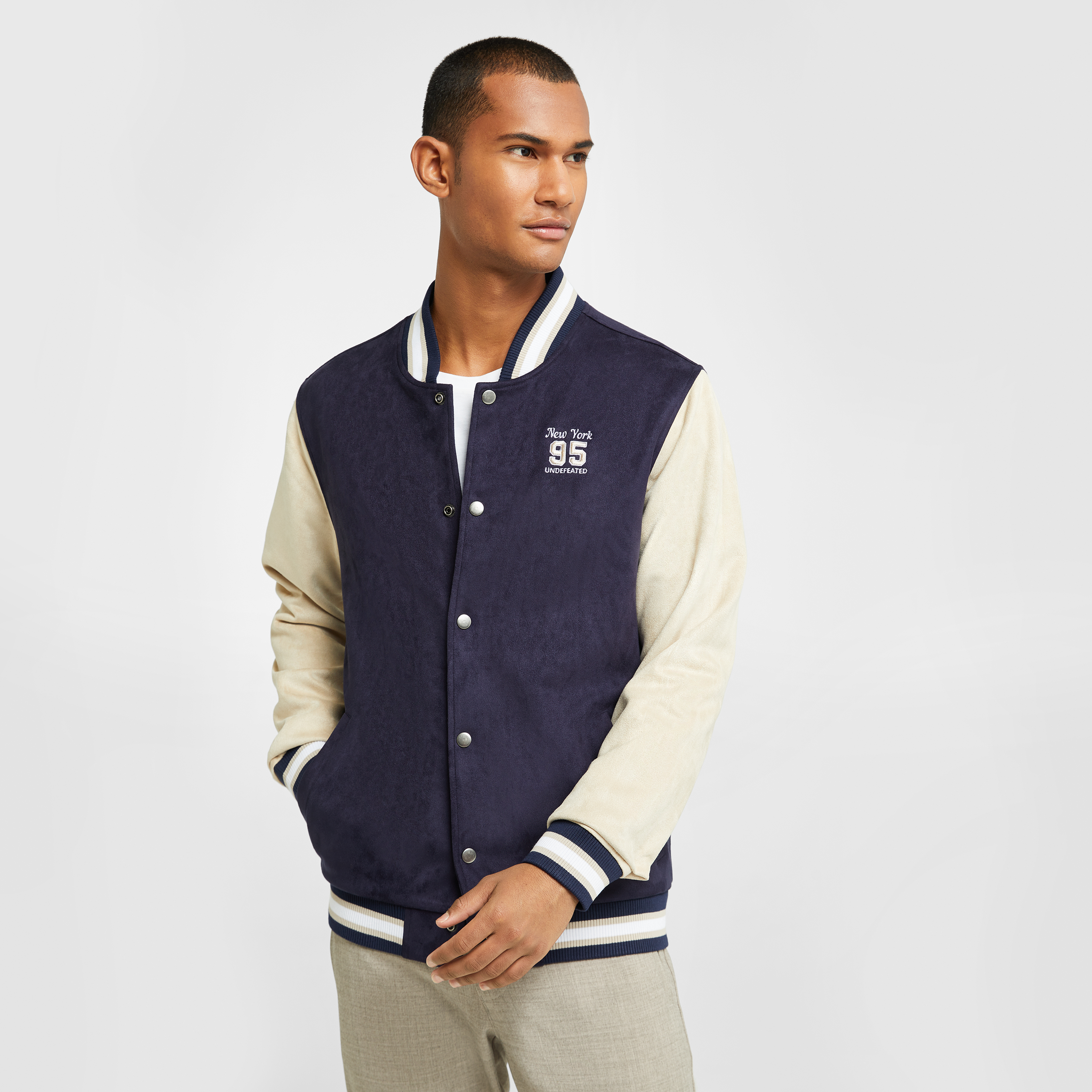 Navy Columbia Varsity Jacket | Men's Tops | yd AU