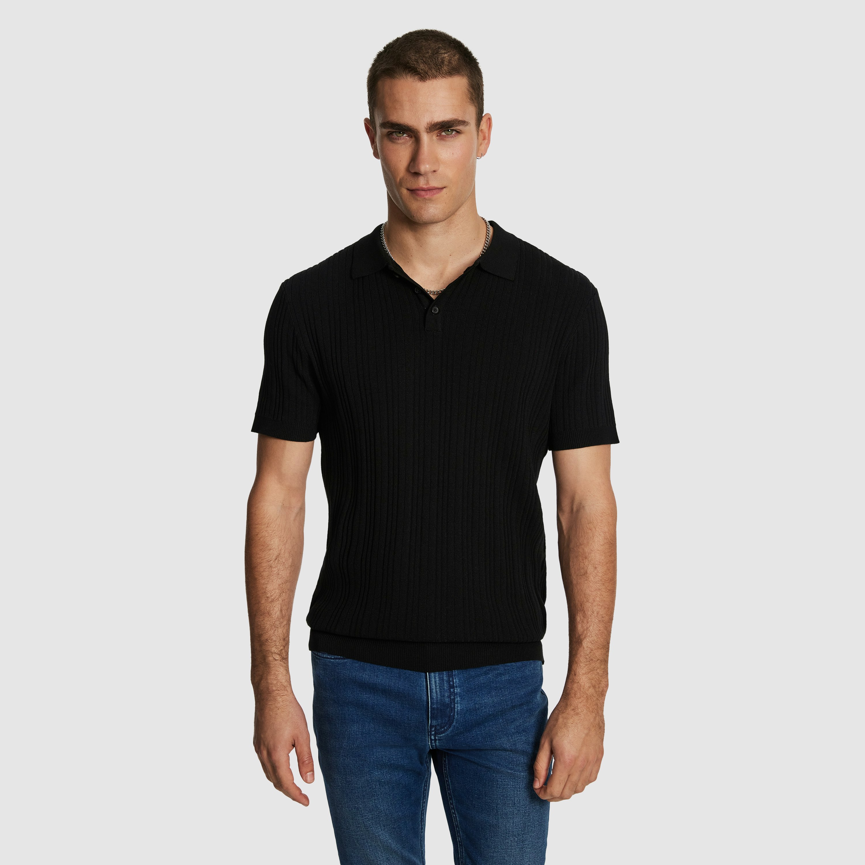 Black Banderas Knitted Polo Shirt | Men's Tops | yd AU