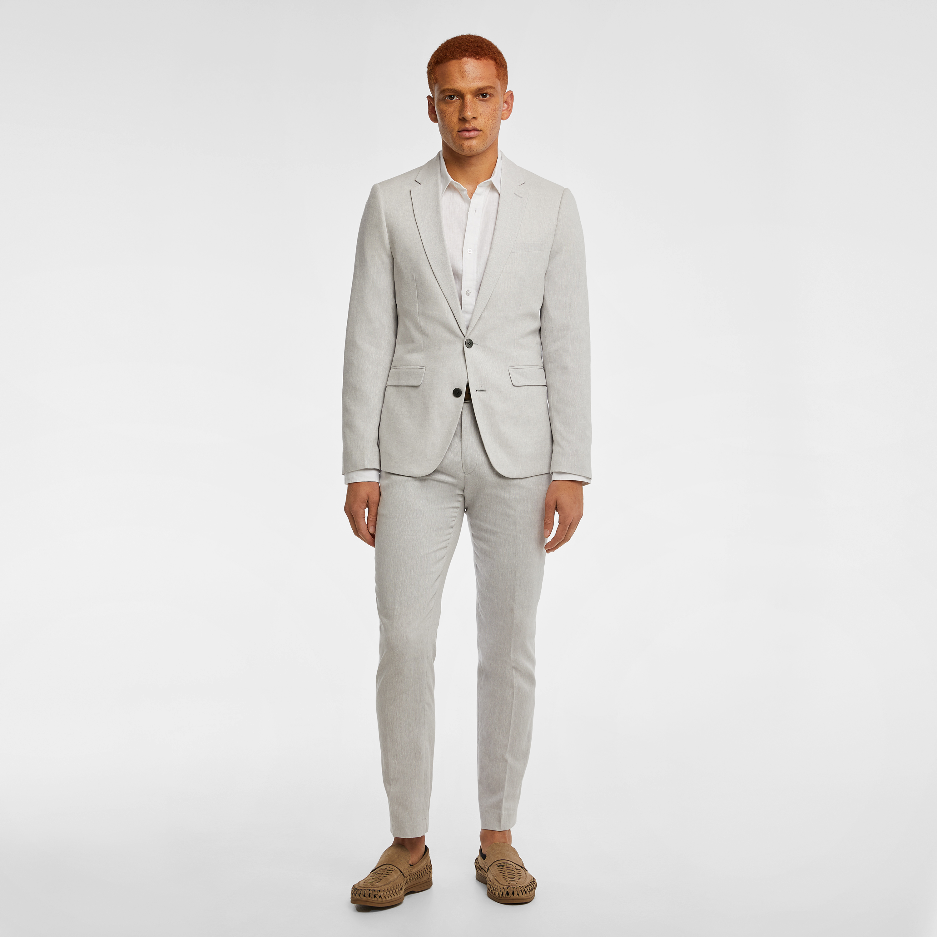 Sand Carter Stretch Linen Blend Slim Suit Jacket | Men's Tops | yd NZ