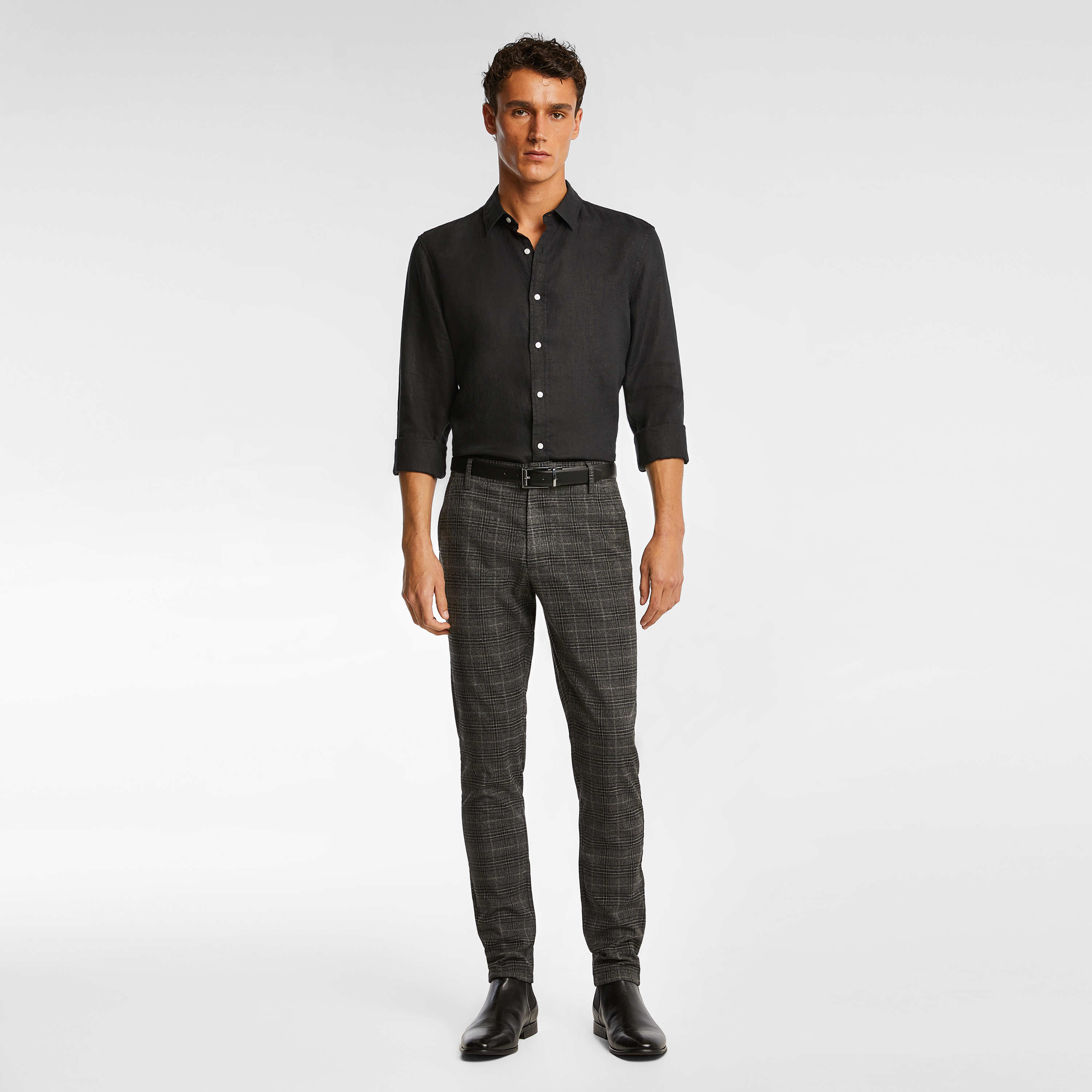 Charcoal Kings Check Skinny Chino | Men's Bottom | yd AU