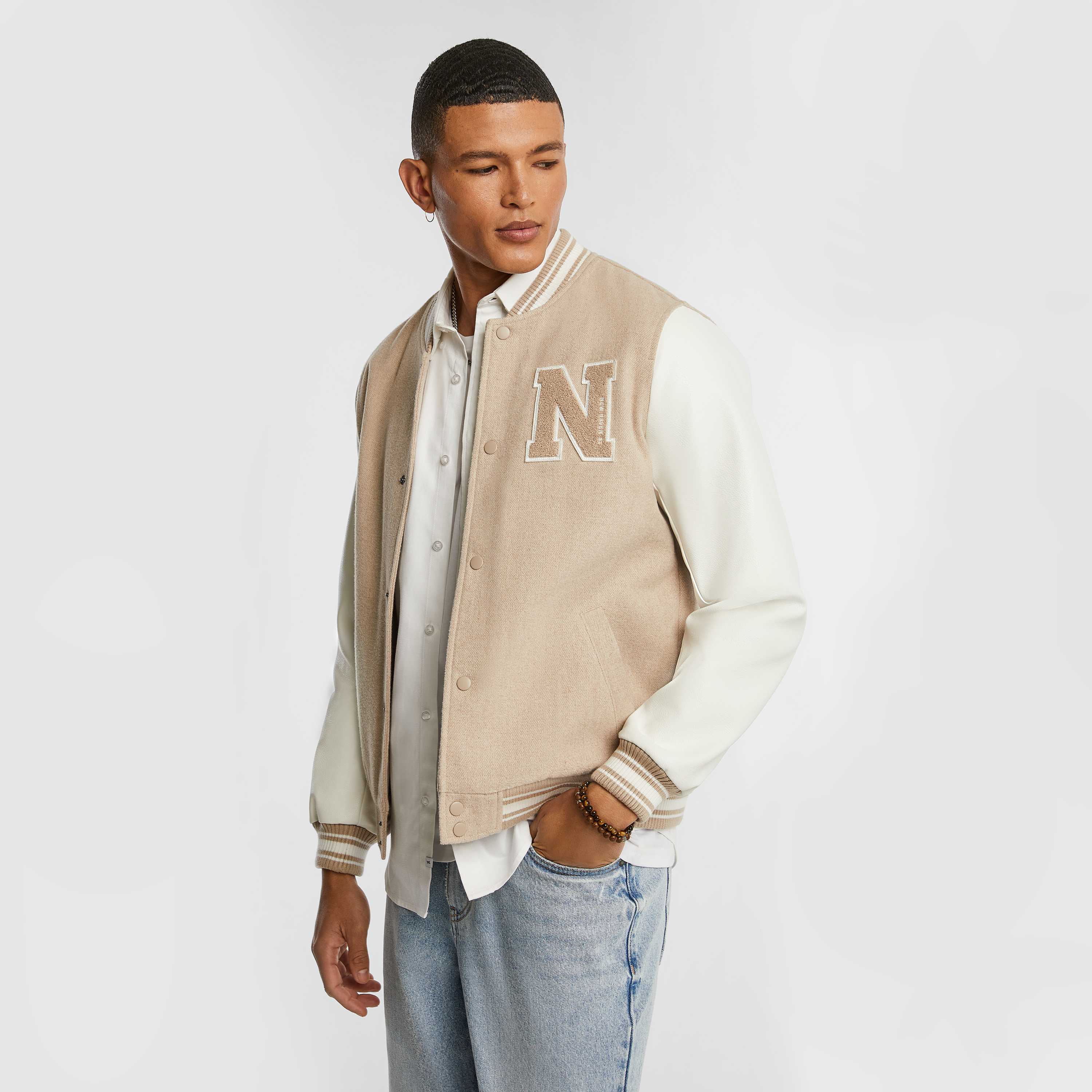 Natural Mickey Varsity Jacket | Men's Tops | yd NZ