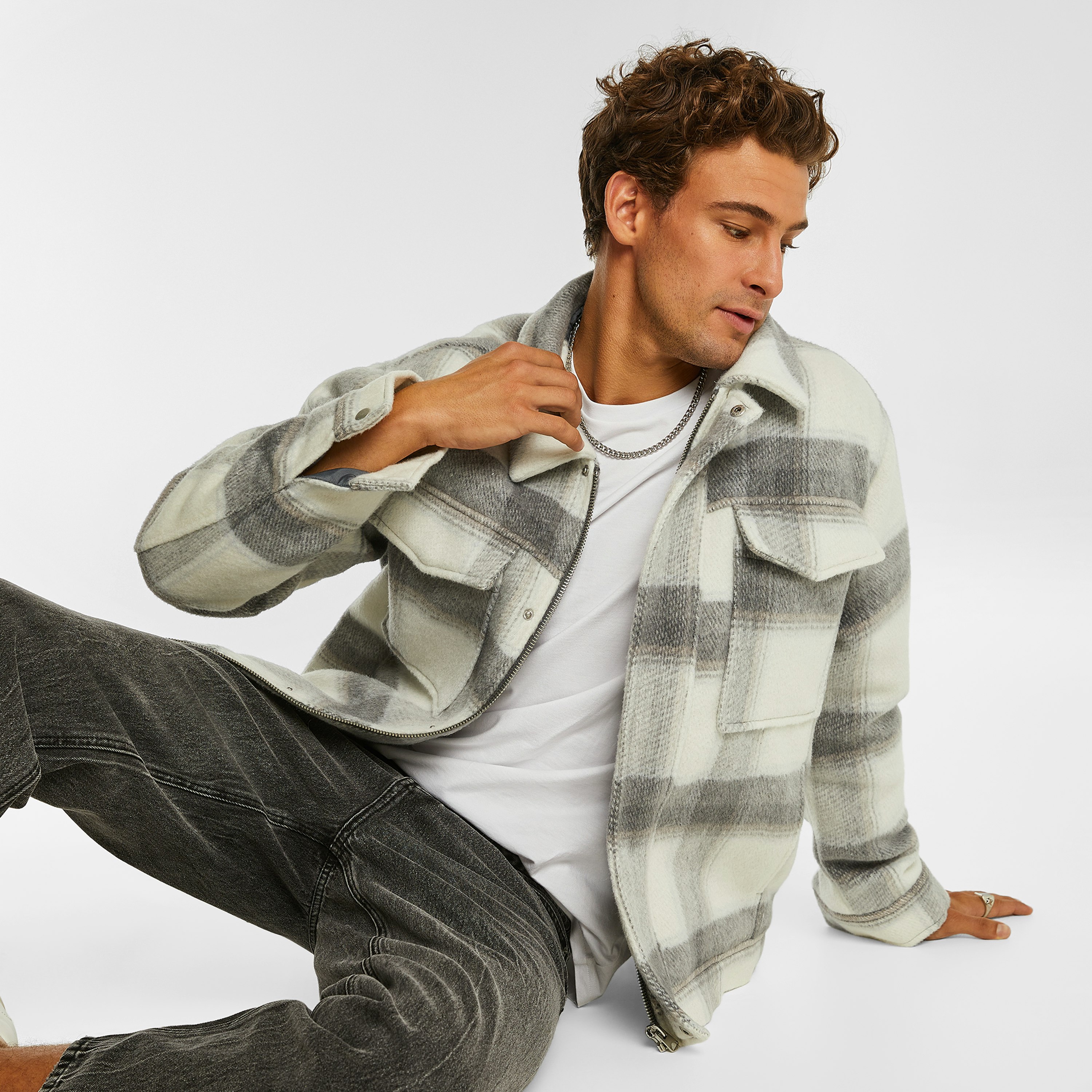 Natural Oliver Check Jacket | Men's Tops | yd AU