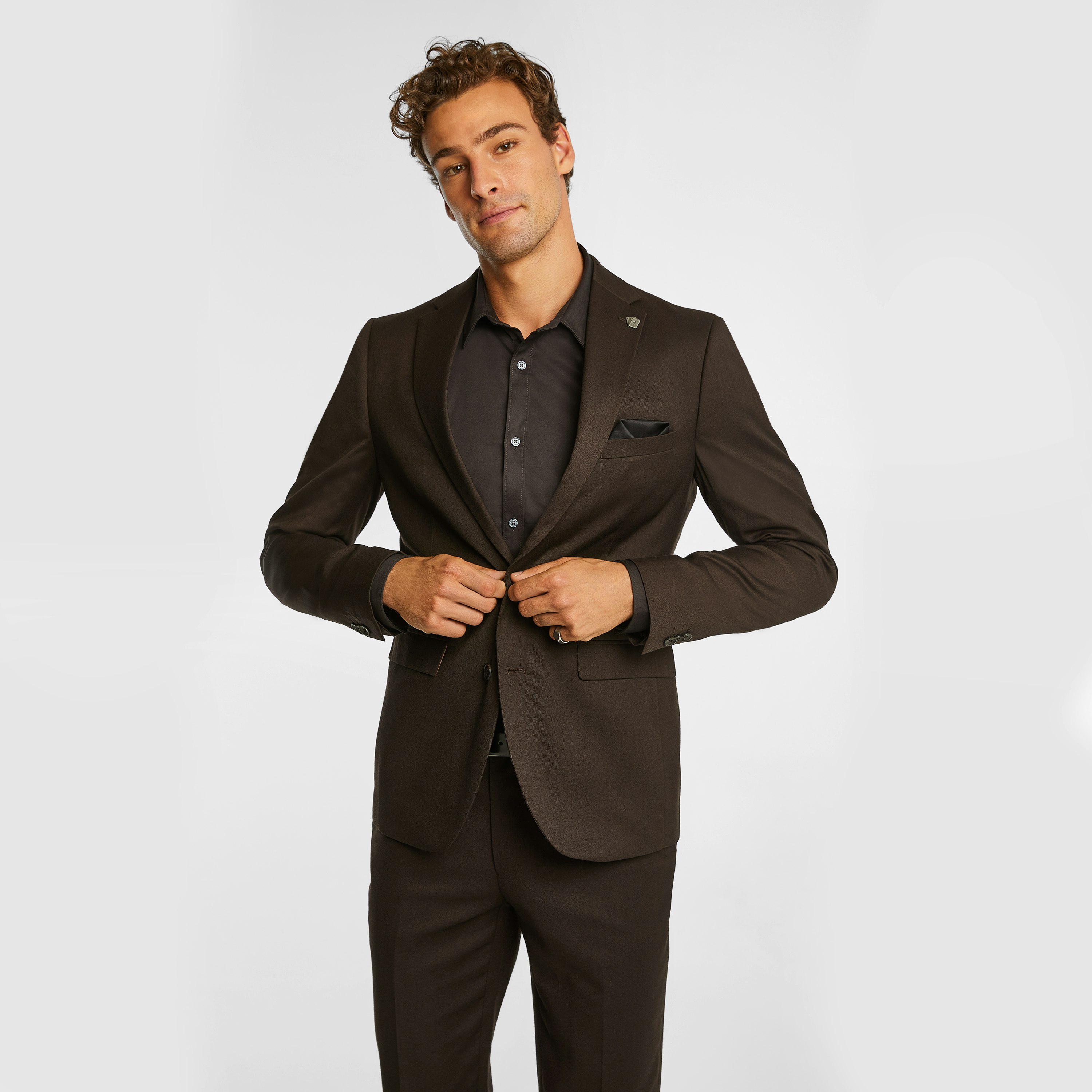 Chocolate Shelby Skinny Stretch Suit Jacket | Men's Tops | yd AU