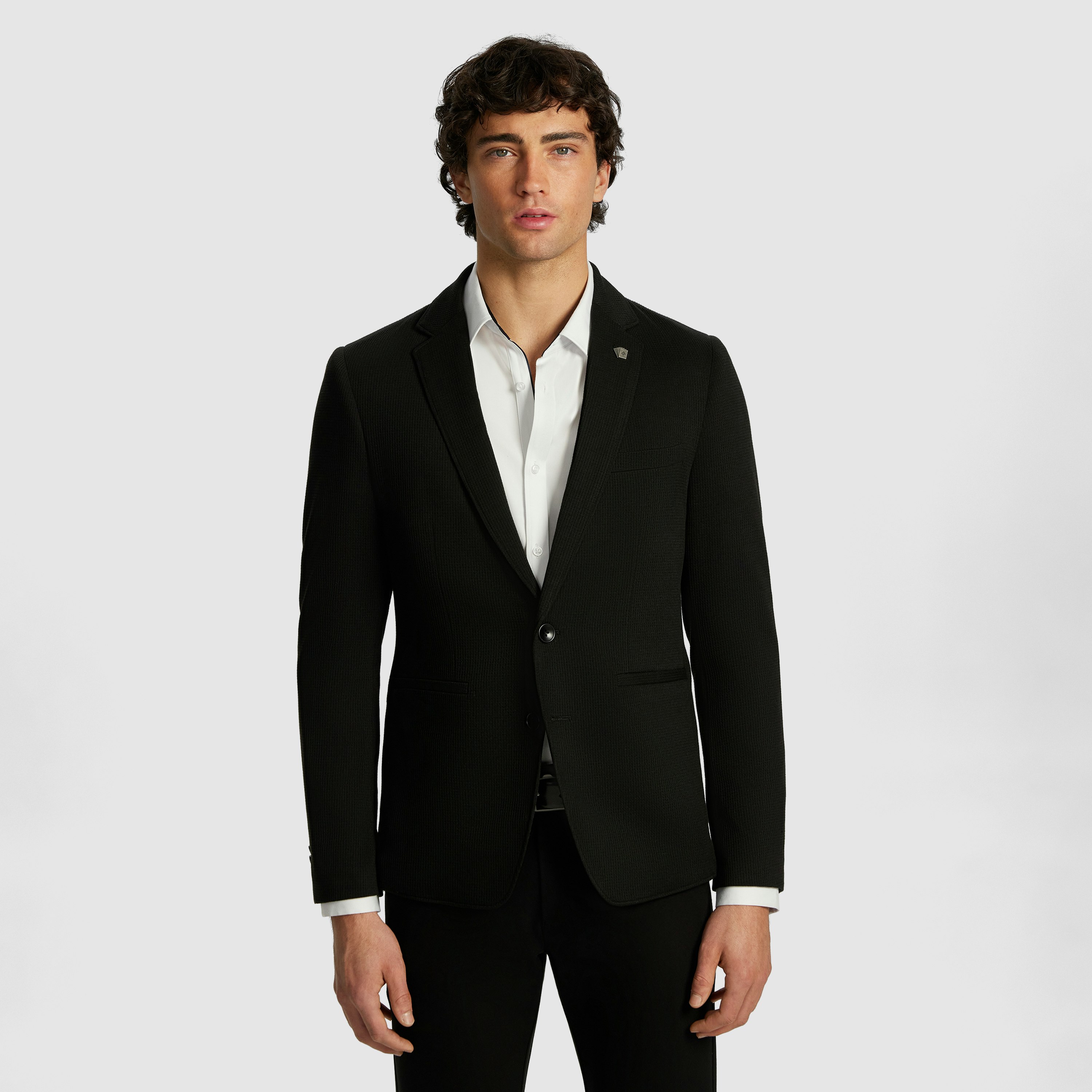 Black Perna Knitted Stretch Performance Blazer | Men's Tops | yd NZ