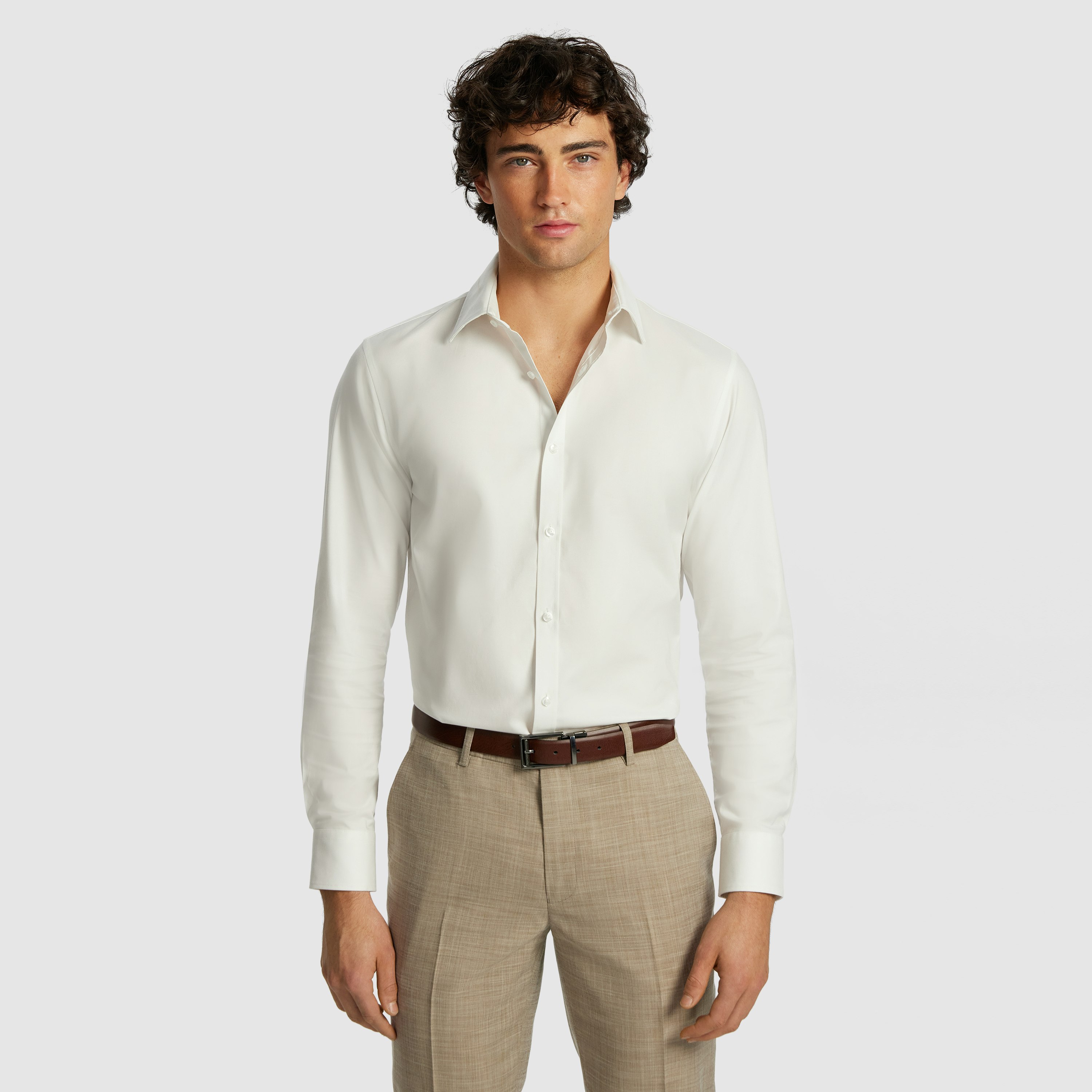 White Archer Slim Plain Dress Shirt | Men's Tops | yd AU