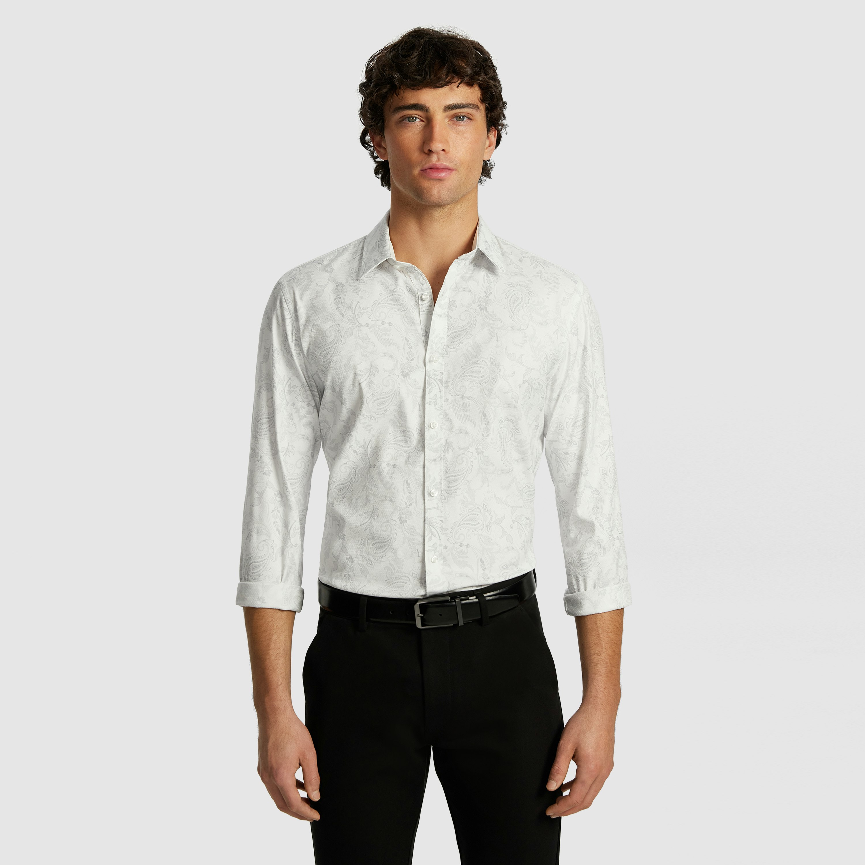 White Valencia Slim Paisley Shirt | Men's Tops | yd AU