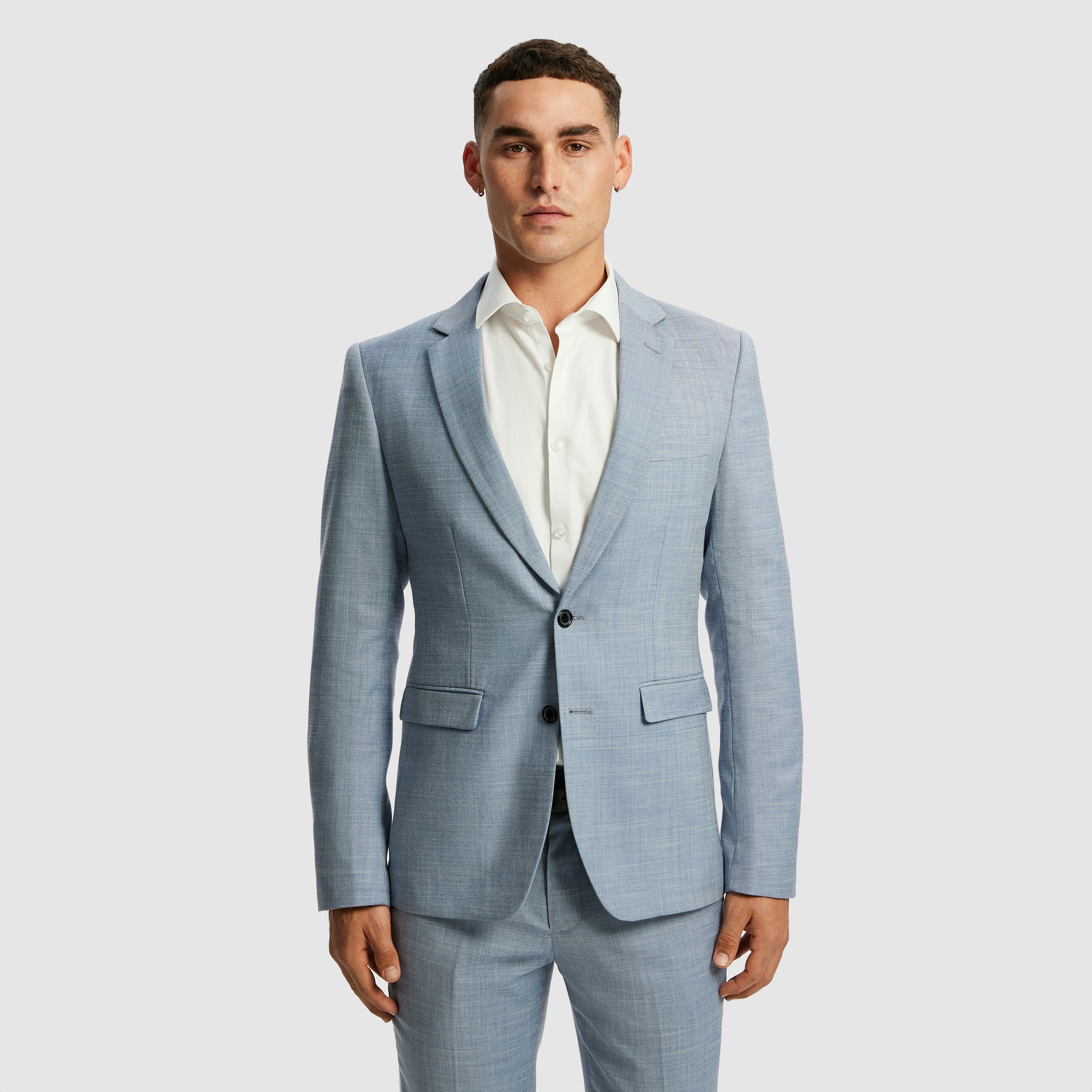 Blue Jaxon Textured Stretch Slim Fit Suit Jacket | Men's Tops | yd AU