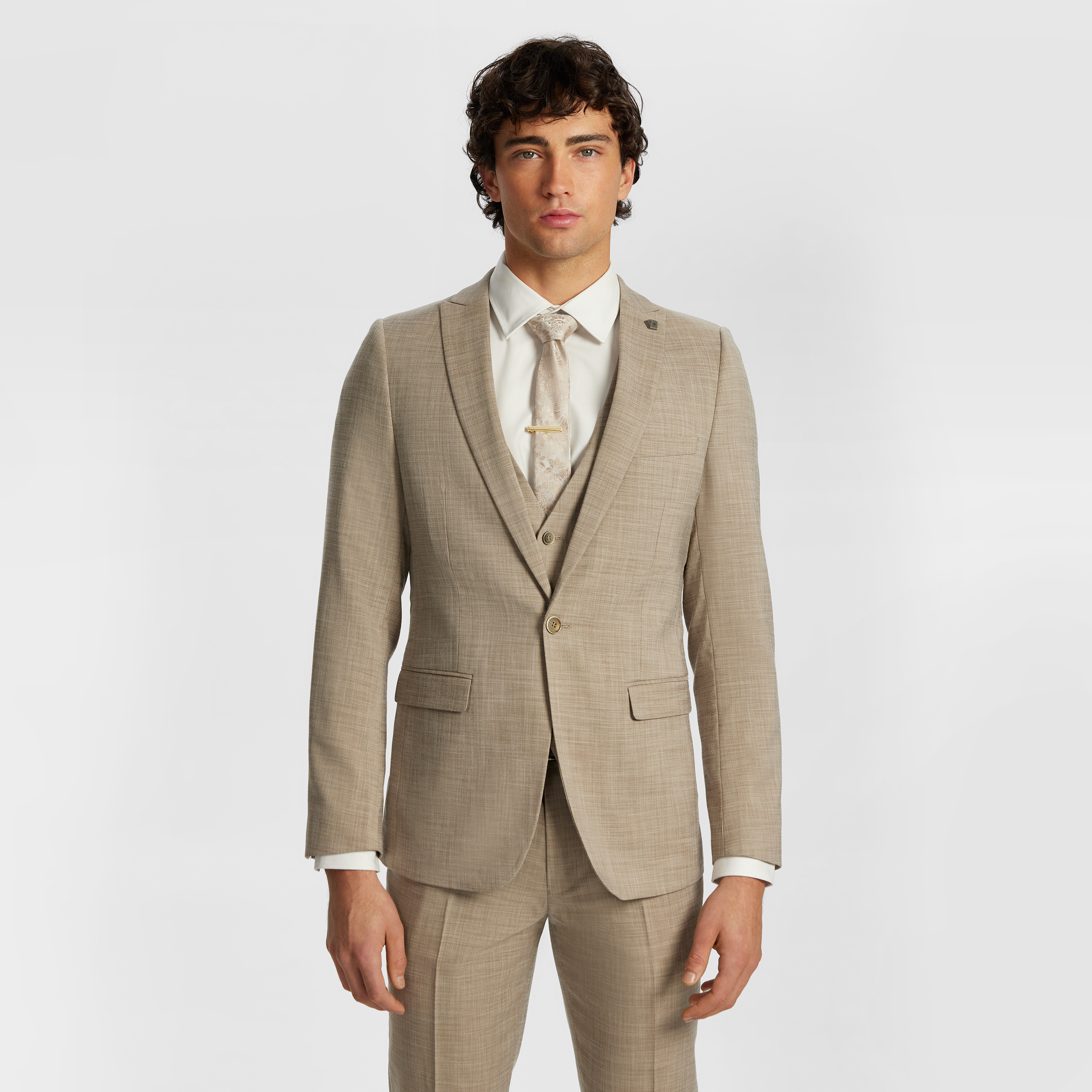 Sand Carter Stretch Linen Blend Slim Suit Jacket | Men's Tops | yd NZ