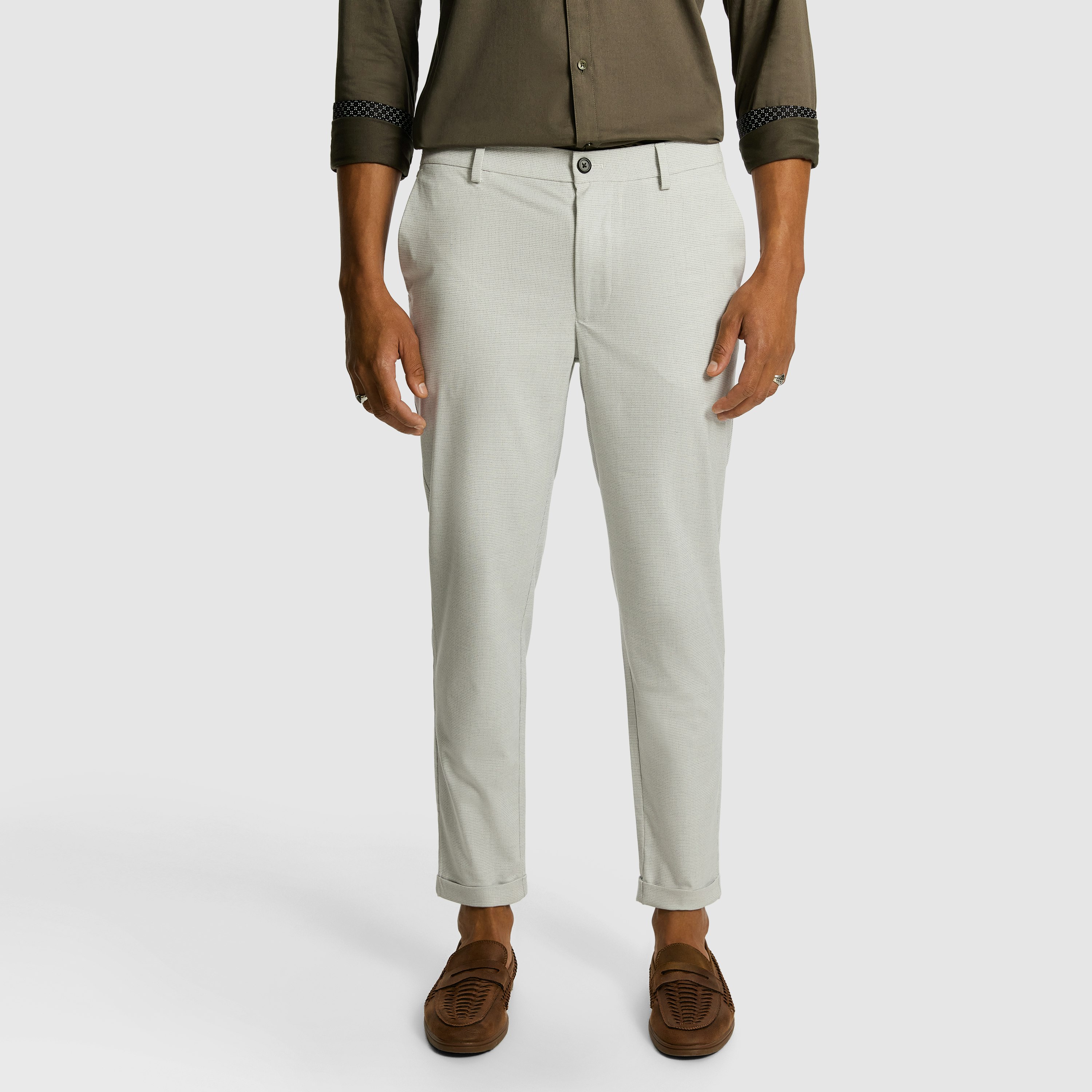 Light Grey Reece Slim Cropped Chino | Men's Bottom | yd AU