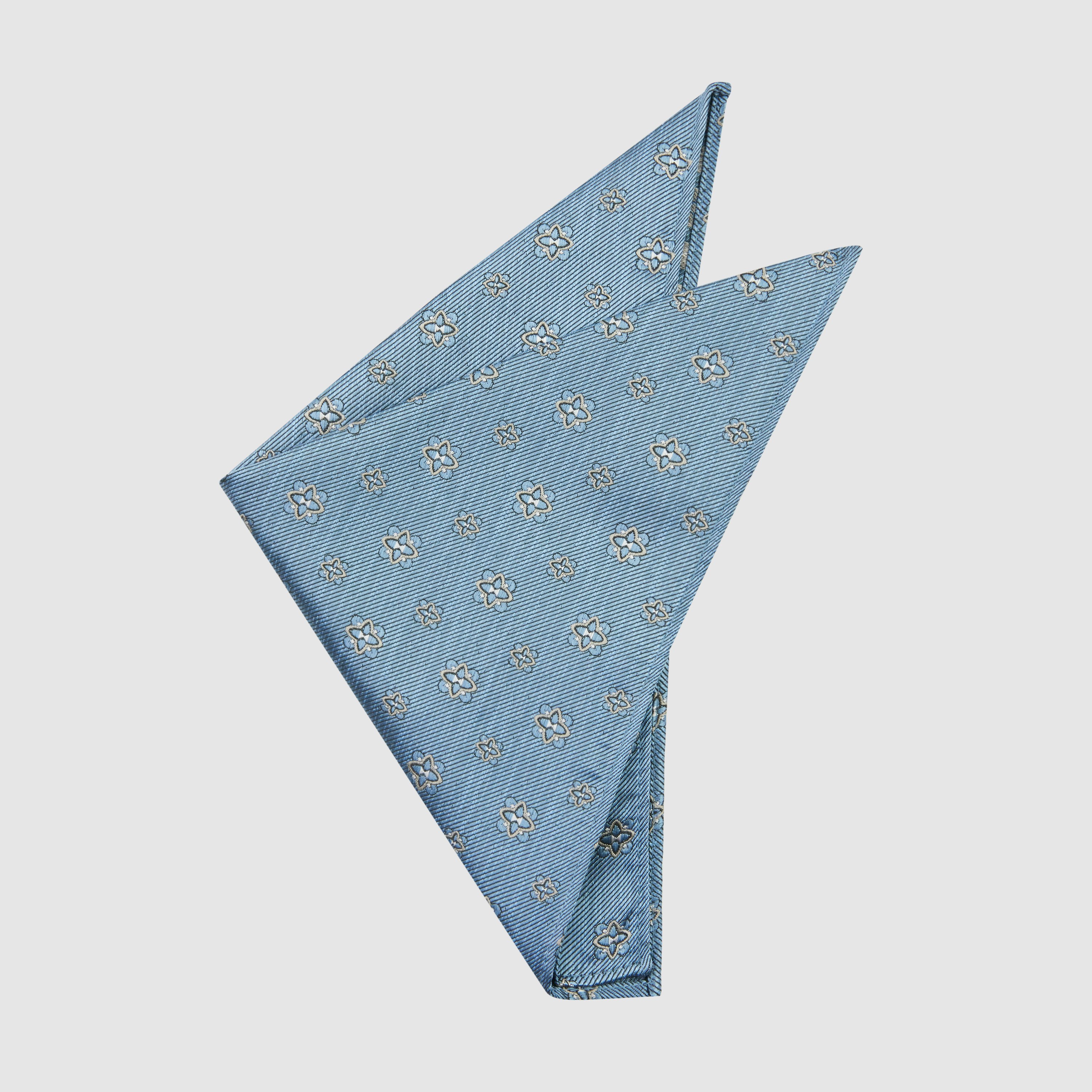 Mid Blue Iowa Tile Pocket Square | Men's Accessories | yd NZ